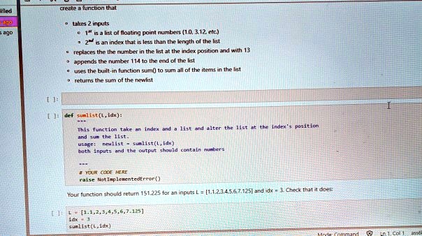 Solved I Need Help To Solve This Function In Jupyter Lab Thanks Please Create A Function That