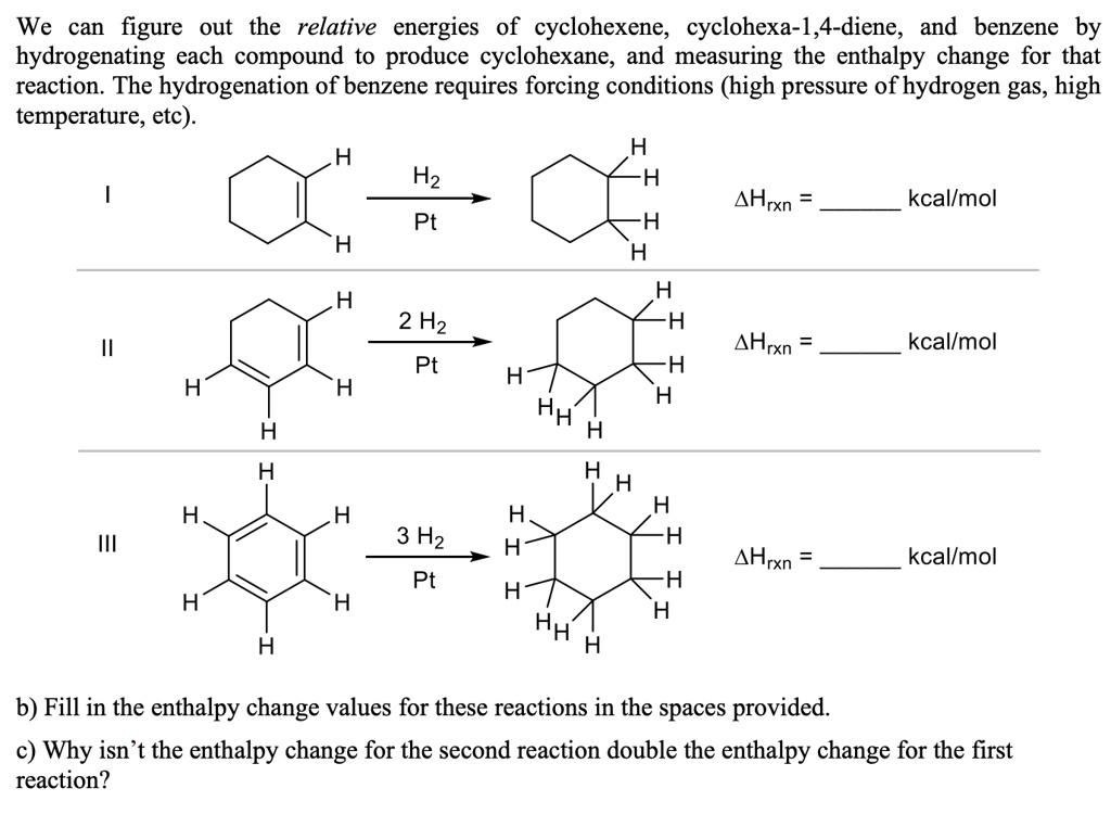 we can figure out the relative energies of cyclohexene cyclohexa 14 diene and benzene by ...