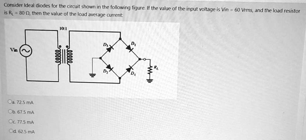 SOLVED: Consider ideal diodes for the circuit shown in the following figure. If the value of the ...