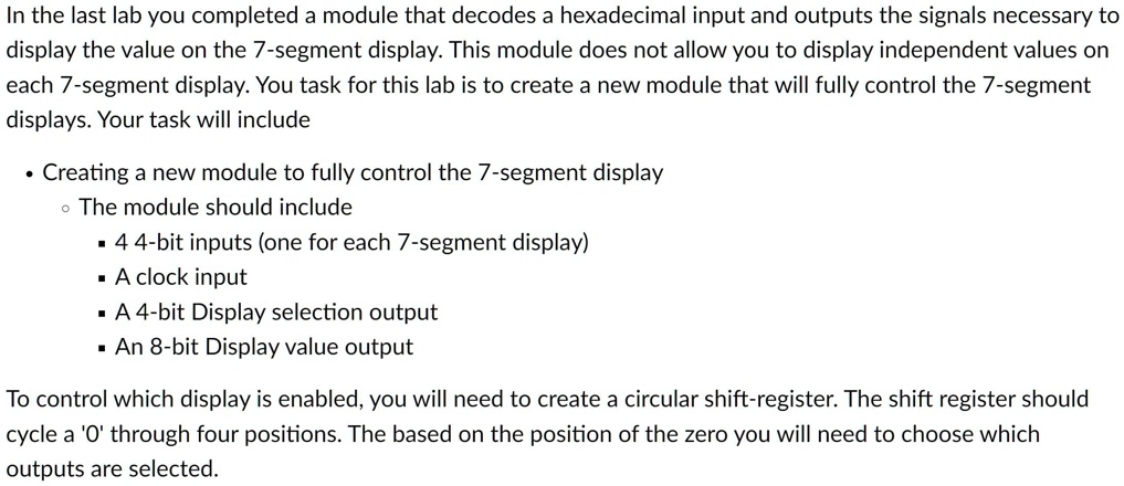 Solved In The Last Lab You Completed A Module That Decodes A Hexadecimal Input And Outputs The