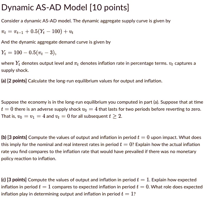 Solved Dynamic As Ad Model [10 Points] Consider A Dynamic As Ad Model