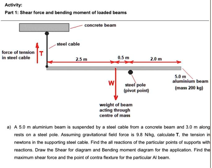 SOLVED: Activity: Part 1: Shear force and bending moment of loaded beams Concrete beam Steel ...