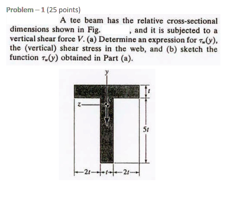 SOLVED: Problem - 1 (25 points) A tee beam has the relative cross ...