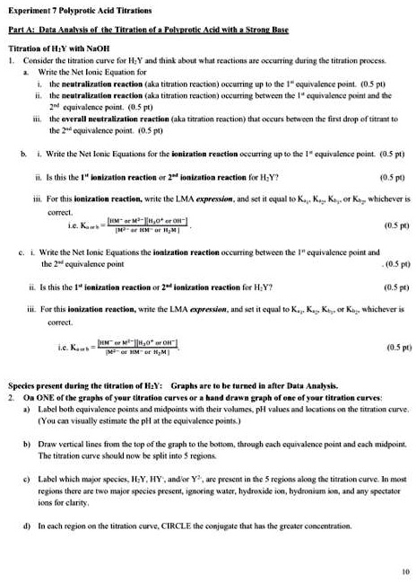 SOLVED: Texts: Experiment 7 Polyprotic Acid Titrations Part A: Data Analysis of the Titration of ...