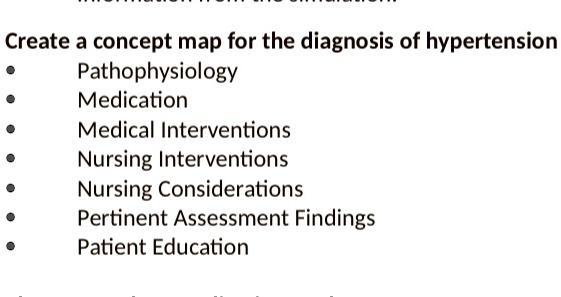 create a concept map for the diagnosis of hypertension create a concept ...
