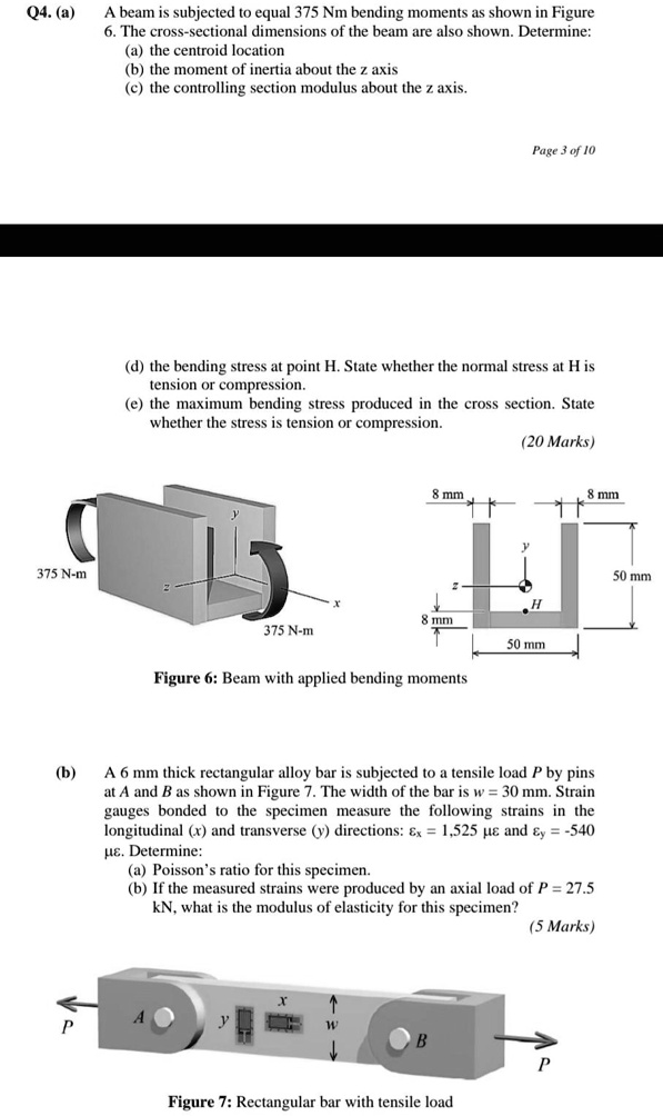 Q4. (a) A beam is subjected to equal 375 Nm bending moments as shown in ...