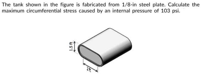 The tank shown in the figure is fabricated from 1/8-inch steel plate ...