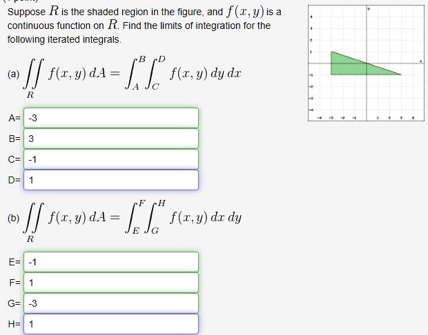 suppose r is the shaded region in the figure and fry is a continuous function on r find the ...