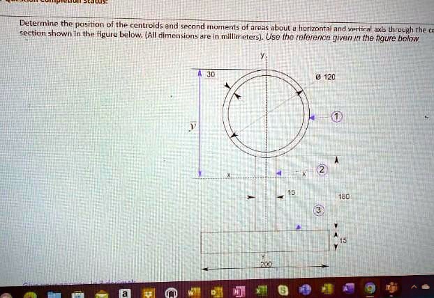 Determine the position of the centroids and second moments of areas ...