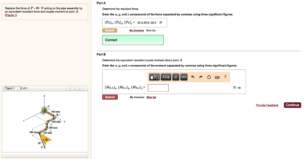 SOLVED: Part A: Determine the resultant force. Enter the x, y, and z ...