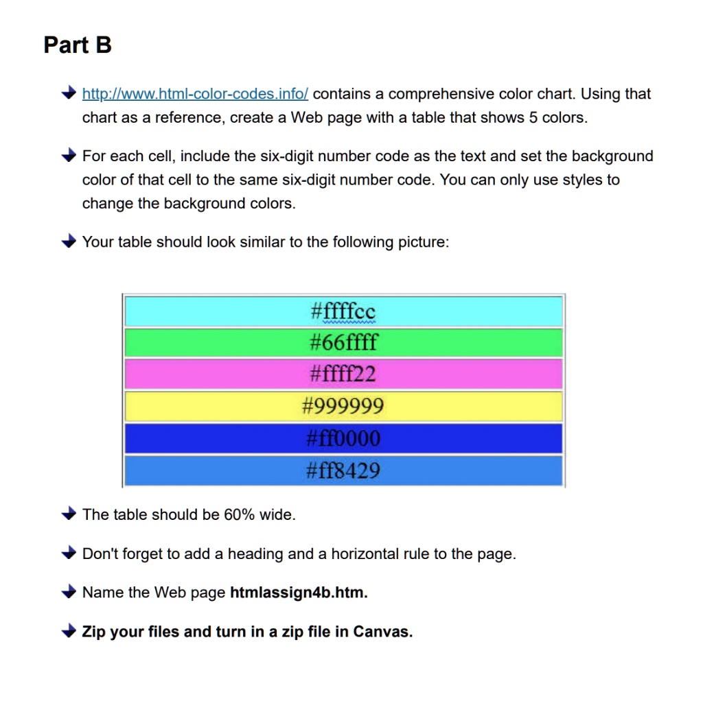 Part B http://www.html-color-codes.info/ contains a comprehensive color ...
