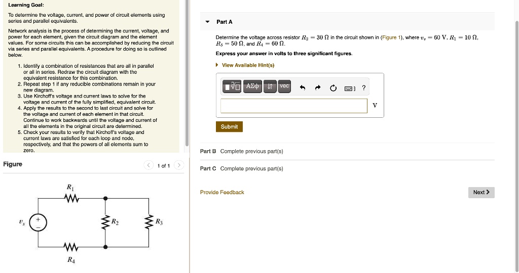SOLVED: Learning Goal: To determine the voltage, current, and power of ...