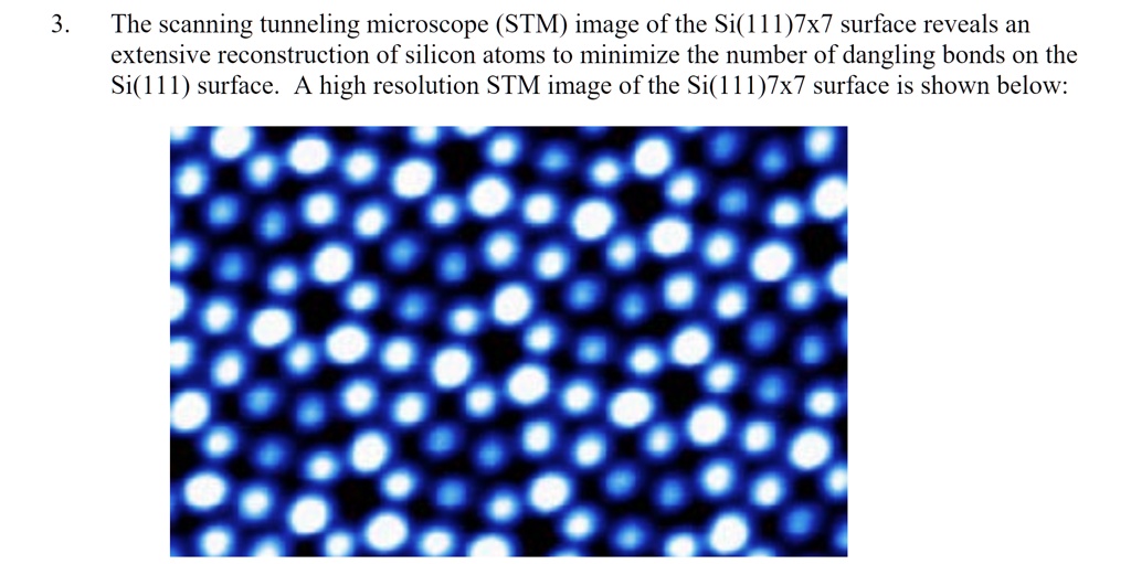 SOLVED: The scanning tunneling microscope (STM) image of the Si(1)7x7 ...
