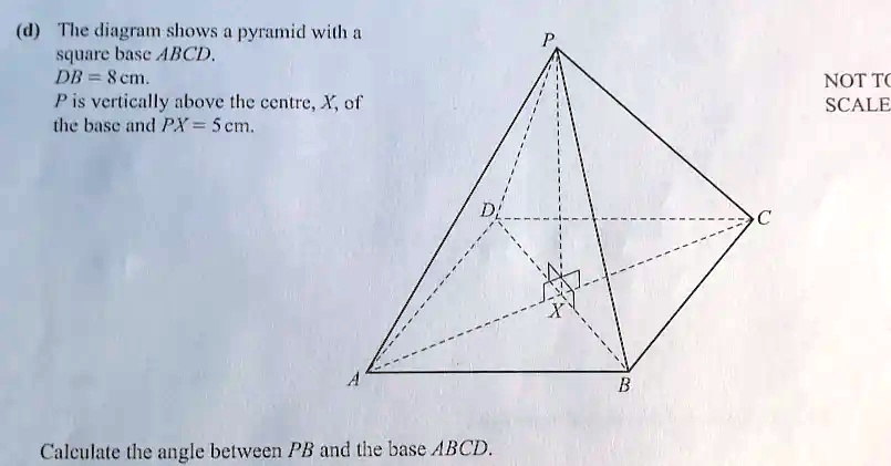 [GET ANSWER] (d) The diagram shows a pyramid with a square base ABCD. DB = 8 cm. P is vertically ...