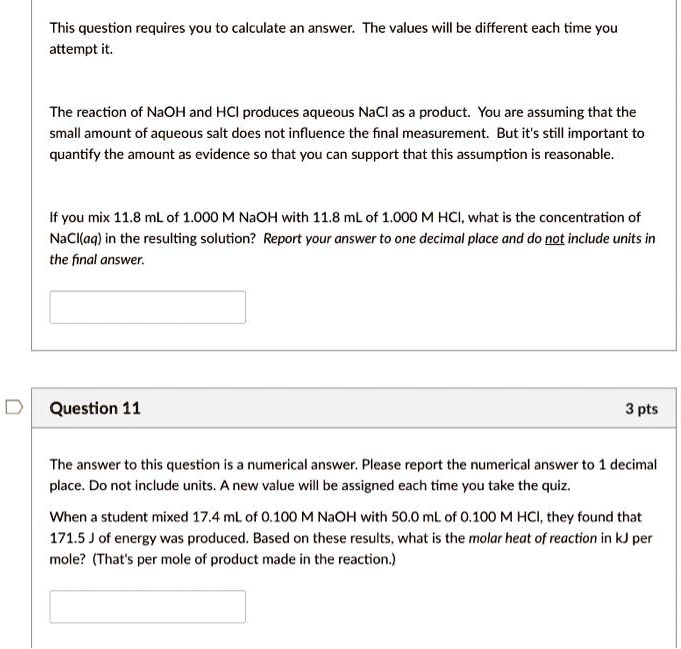 SOLVED: This question requires you to calculate an answer: The values will be different each ...