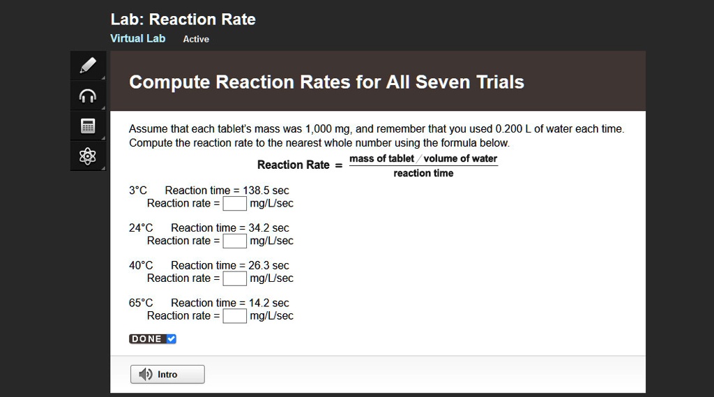 Lab: Reaction Rate Virtual Lab Active Compute Reaction Rates for All ...