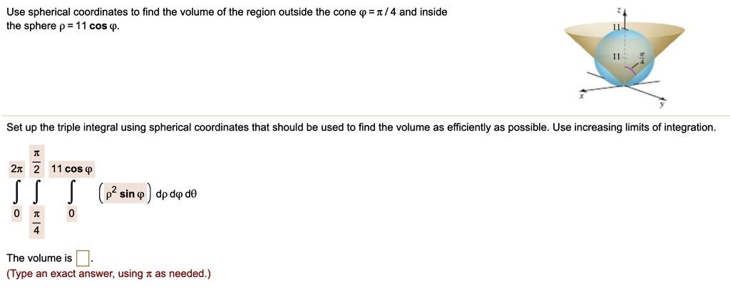 SOLVED: Use spherical coordinates to find the volume of the region ...