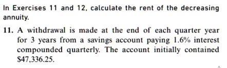SOLVED:In Exercises 11 and 12 calculate the rent of the decreasing ...