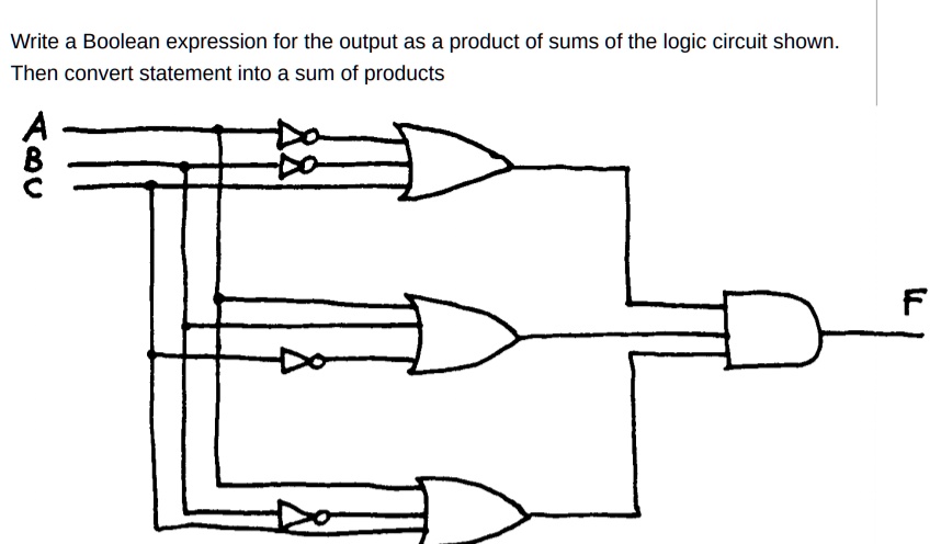 Solved Write A Boolean Expression For The Output As A Product Of Sums Of The Logic Circuit