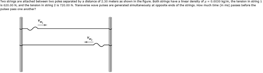 Two strings are attached between two poles separated by a distance of 2.30 meters as shown in ...