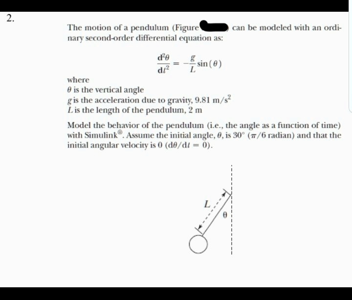 the motion of a pendulum figure ca be modeled with an ordi nary second ...