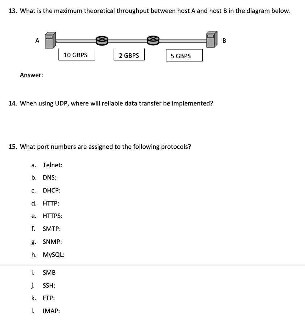 SOLVED: 13. What is the maximum theoretical throughput between host A ...