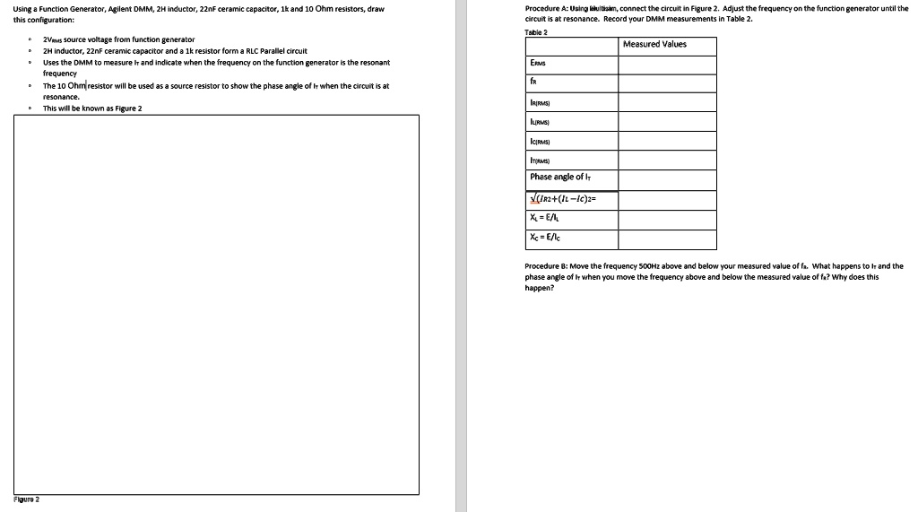 SOLVED: Procedure A: Using Multisim, connect the circuit in Figure 2 ...