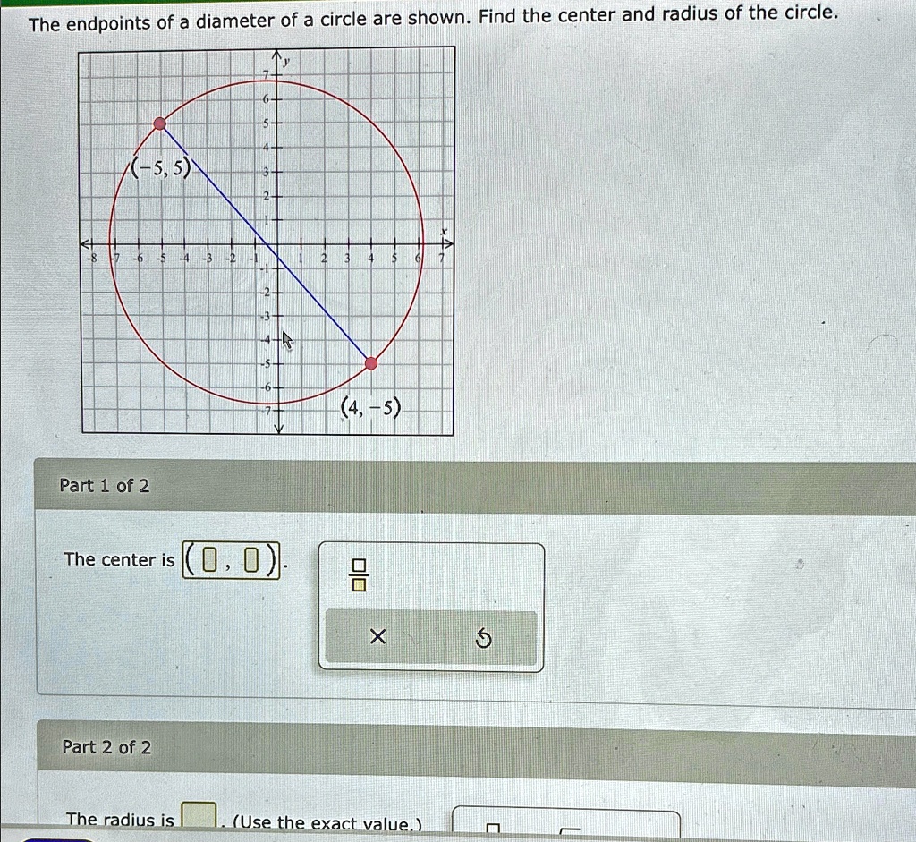 the endpoints of a diameter of a circle are shown find the center and ...