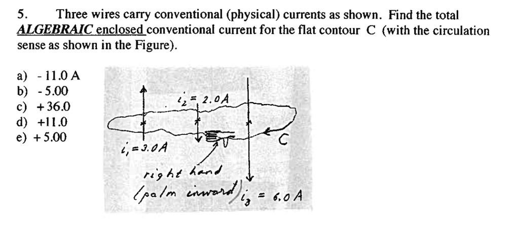 SOLVED: 5 Three wires carry conventional (physical) currents as shown ...