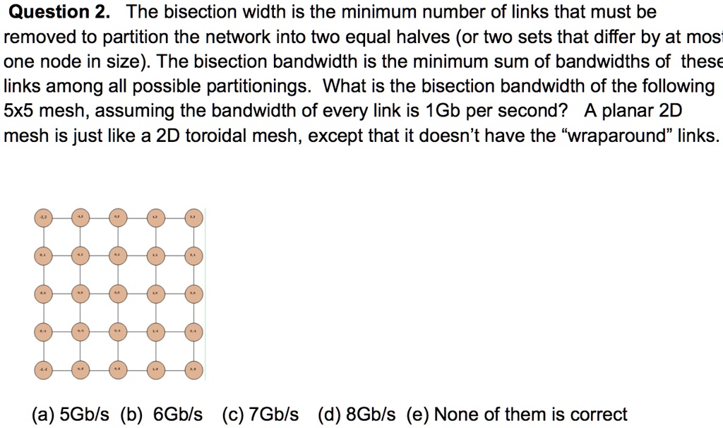 Question 2. The bisection width is the minimum number of links that ...