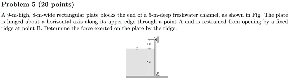 Problem 5 (20 points) A 9-m-high, 8-m-wide rectangular plate blocks the ...