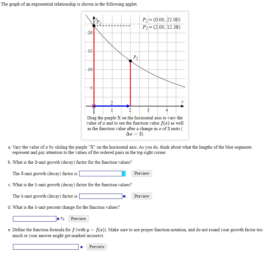 the graph of an exponential relationship is shown in the following ...