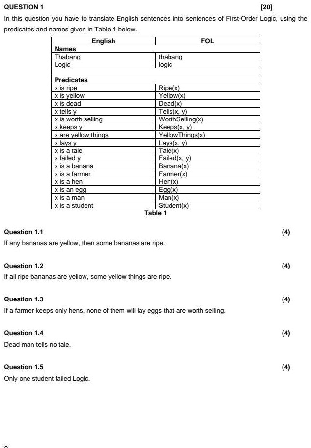 SOLVED: [20] In this question, you have to translate English sentences ...