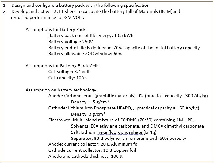 1 design and configure a battery pack with the following specification ...