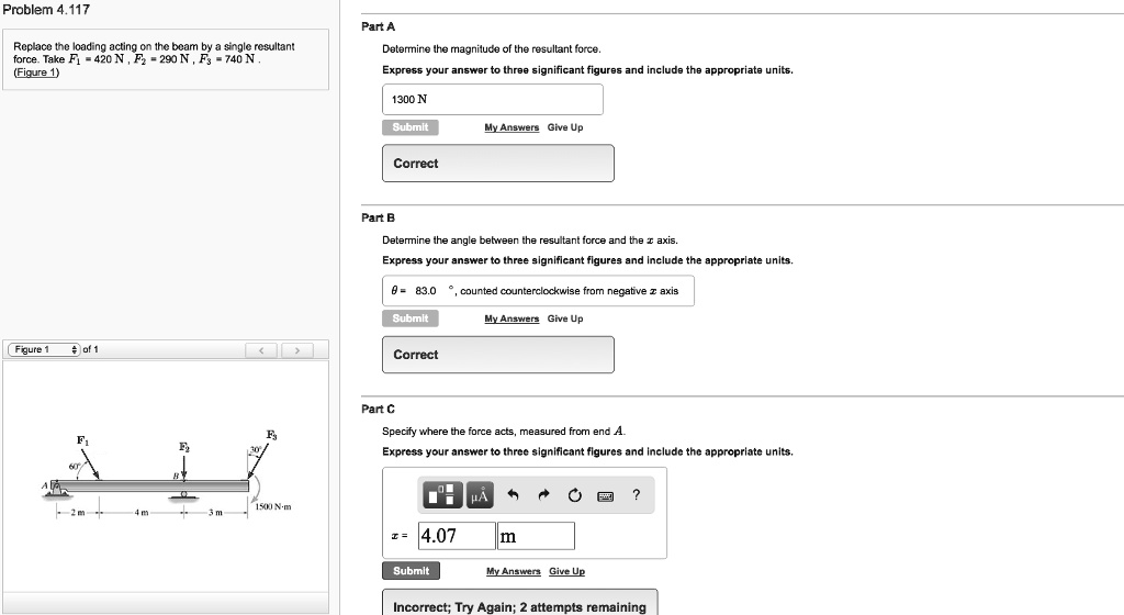 SOLVED: Problem 4.117 Part A Determine the magnitude of the resultant force. Express your answer ...