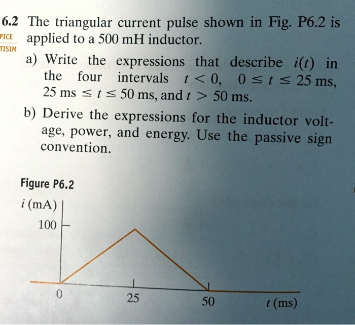 SOLVED: 6.2 The triangular current pulse shown in Fig. P6.2 is applied ...