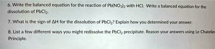 SOLVED: Write the balanced equation for the reaction of Pb(NO3)2 with ...
