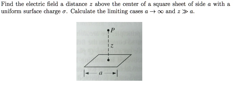 find the electric field distance above the center of square sheet of ...