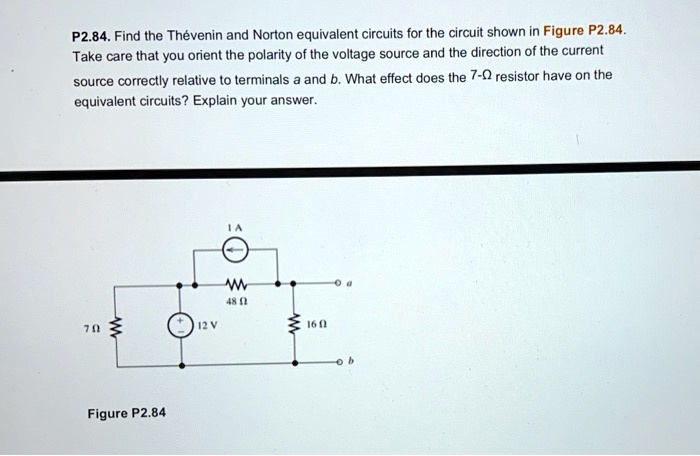 SOLVED: P2.84. Find the Thevenin and Norton equivalent circuits for the circuit shown in Figure ...