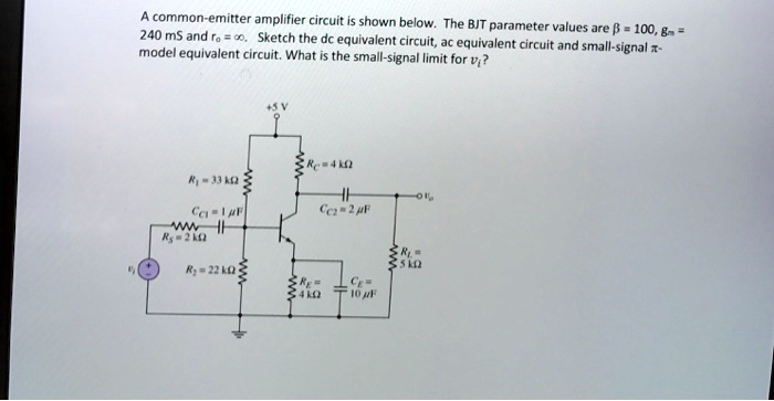 A common-emitter amplifier circuit is shown below. The BJT parameter values are β = 100, gm ...
