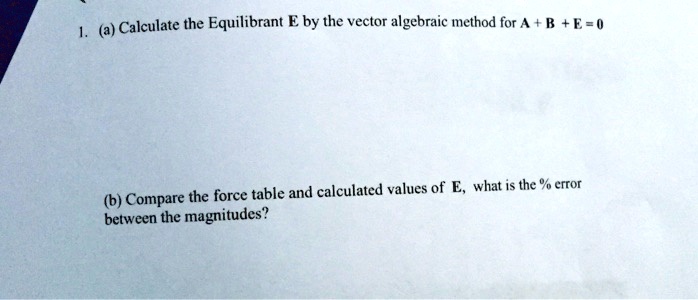 1. (a) Calculate the Equilibrant E by the vector algebraic method for A ...