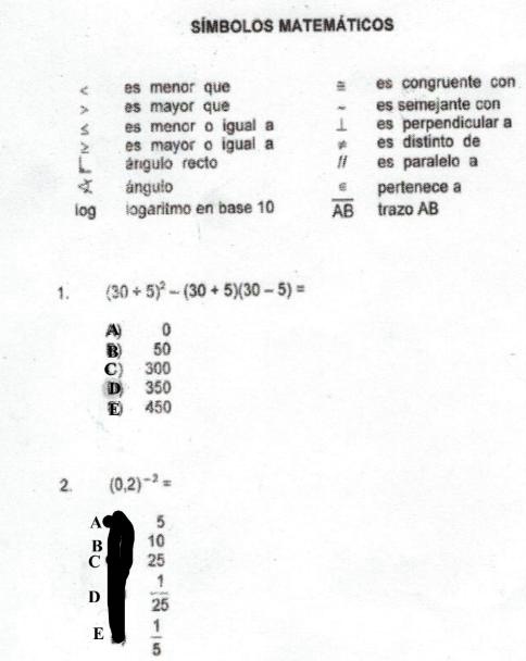 SOLVED: matematicas COMIPEMS SiMBOLOS MATEMATICOS menor que mayor que ...
