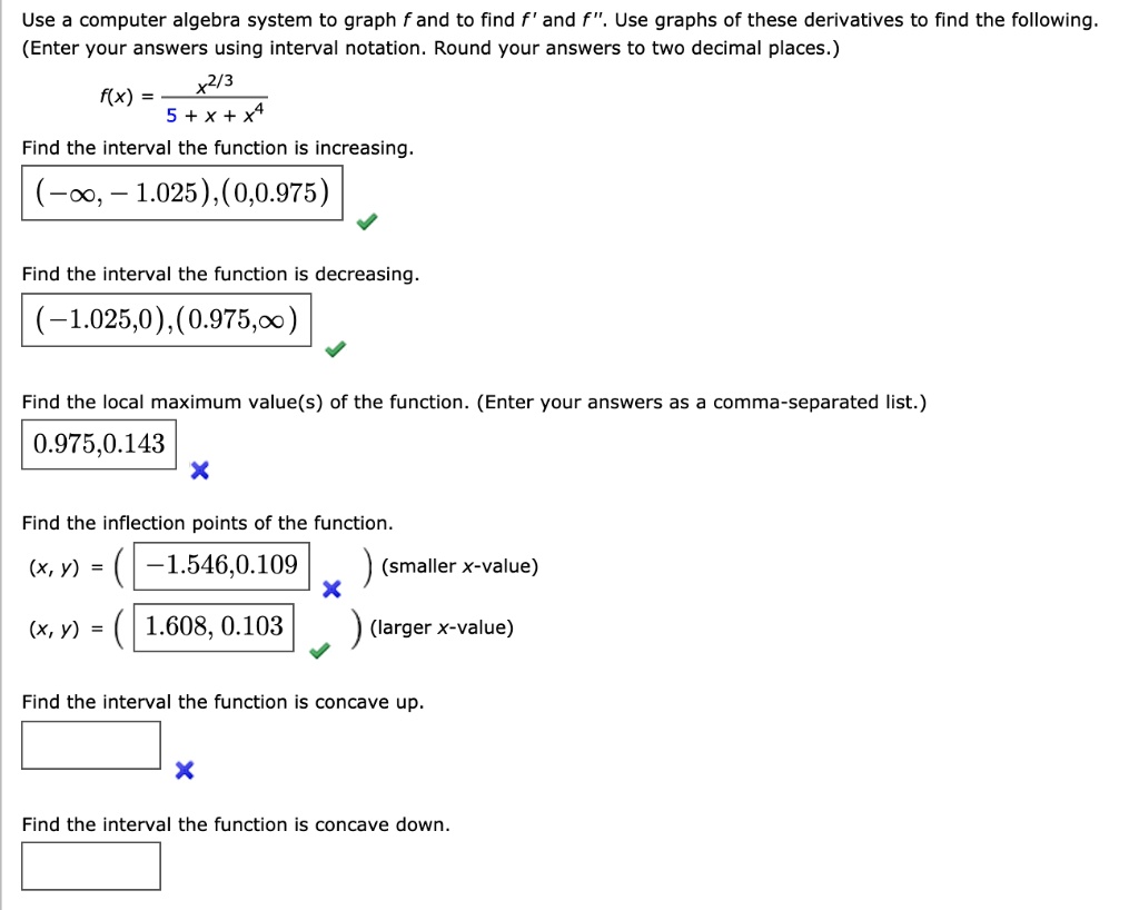 use a computer algebra system to graph f and to find f and f use graphs of these derivatives to ...
