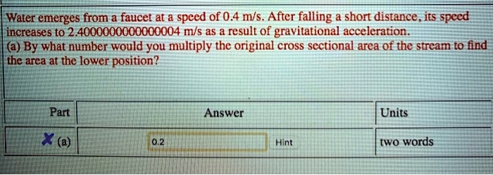 water emerges from a faucet at a speed of 04 ms after falling a short ...