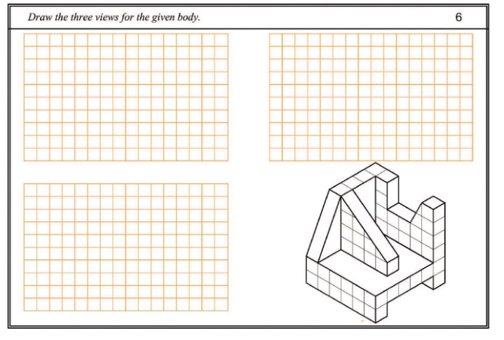 SOLVED: Draw the three views for the given body.
