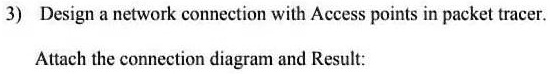 SOLVED: 3) Design a network connection with Access points packet tracer Attach the connection ...