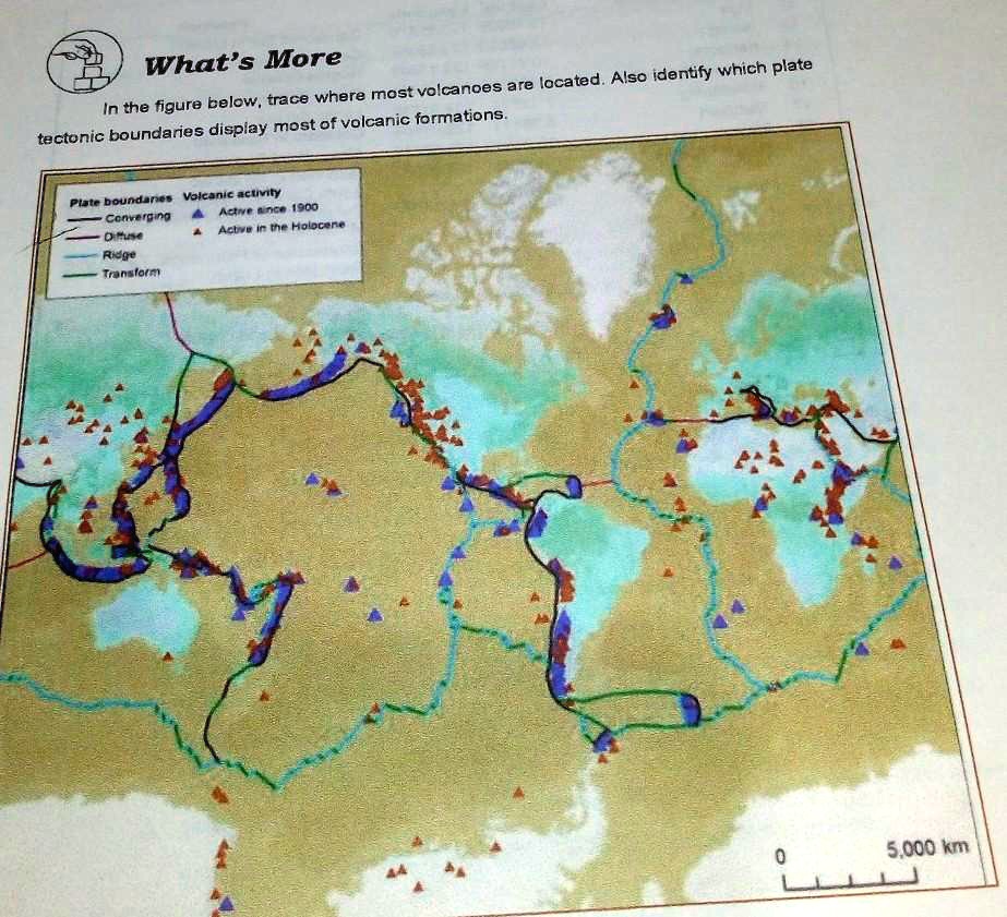 SOLVED: In the figure below, trace where most volcanoes are located ...