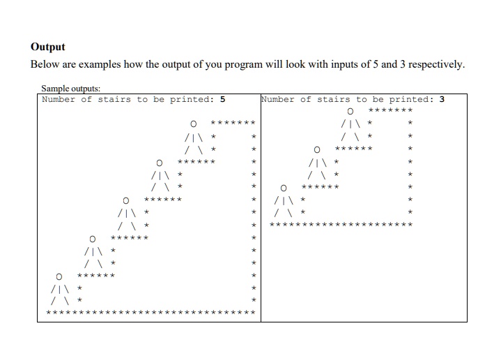 Output Below are examples how the output of you program will look with ...