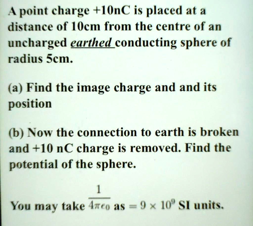 SOLVED: A point charge +IOnC is placed at a distance of [Ocm from the ...
