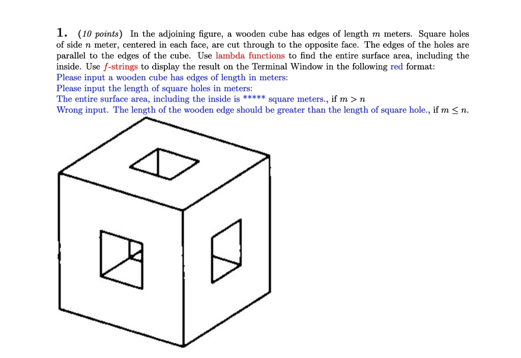 Solved 1 10 Points In The Adjoining Figure A Wooden Cube Has Edges